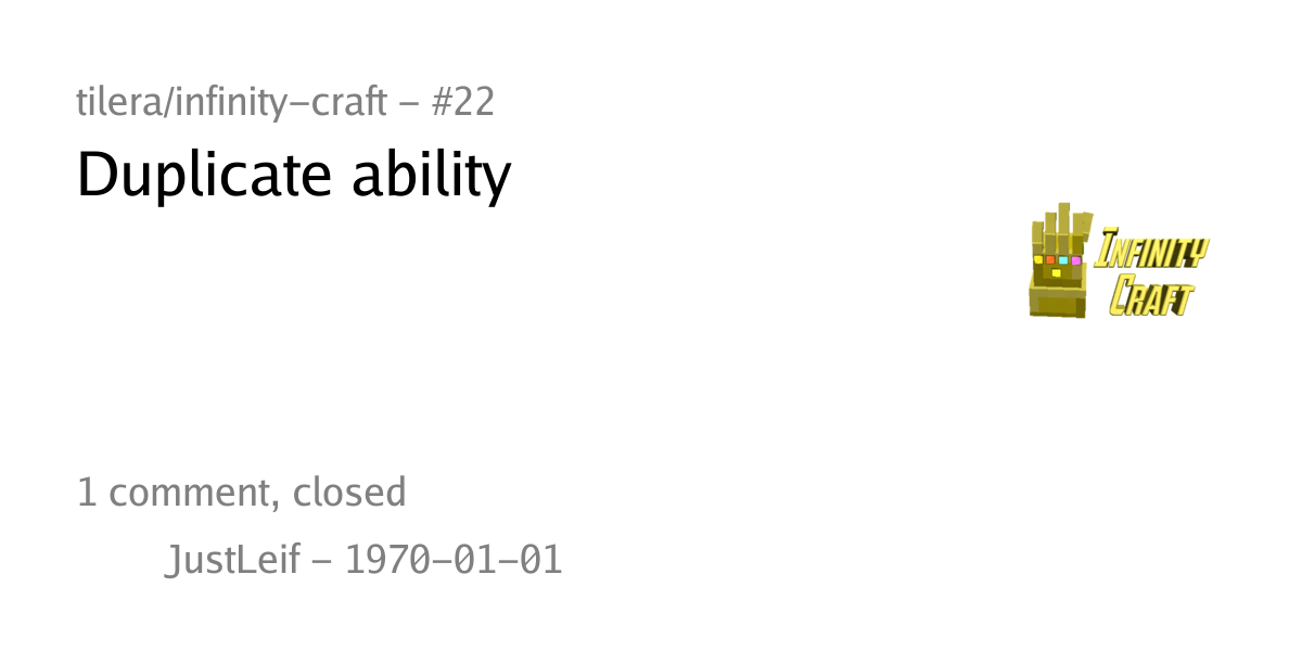 #22 - Duplicate ability - tilera/infinity-craft - tilera Git